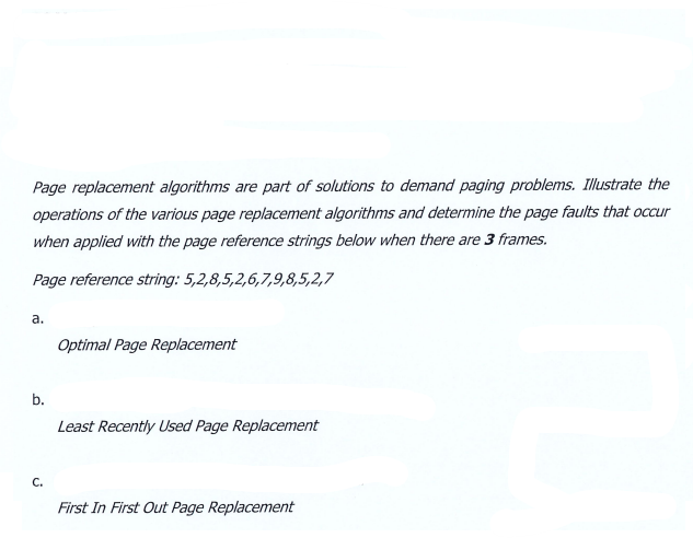 Solved Page replacement algorithms are part of solutions to | Chegg.com