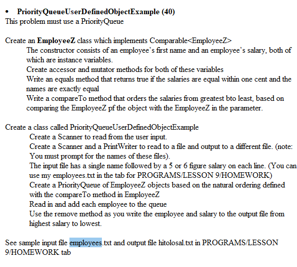Solved - PriorityQueueUserDefinedObjectExample (40) This | Chegg.com