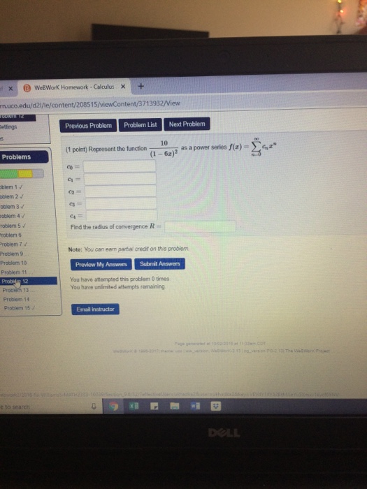 Solved WeBWorK Homework -Calculus x+ | Chegg.com
