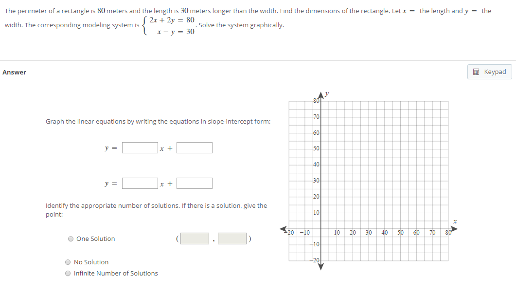 Solved The perimeter of a rectangle is 80 meters and the | Chegg.com