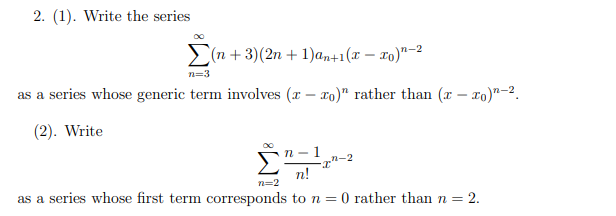 Solved 2. (1). Write the series | Chegg.com