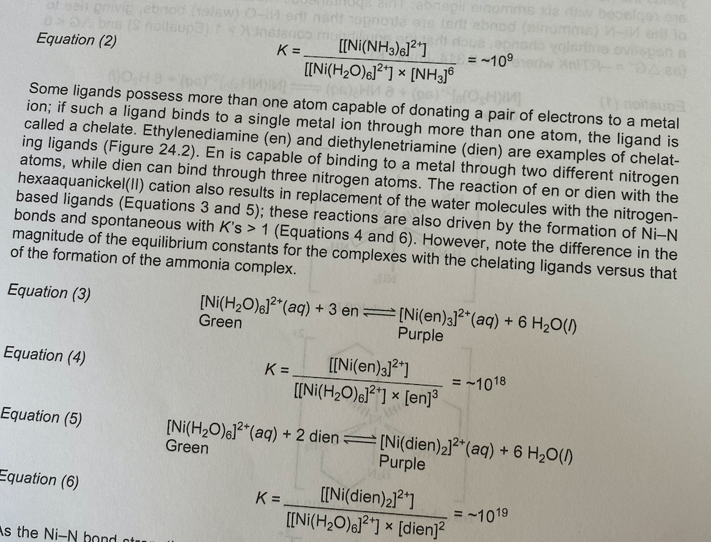 Solved INTRODUCTION Nickel ions, Ni2+, exist in aqueous | Chegg.com