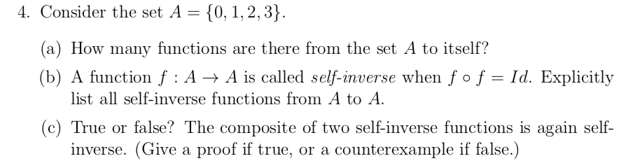 Solved 4. consider the set A = {0, 1, 2, 3} (a) How many | Chegg.com