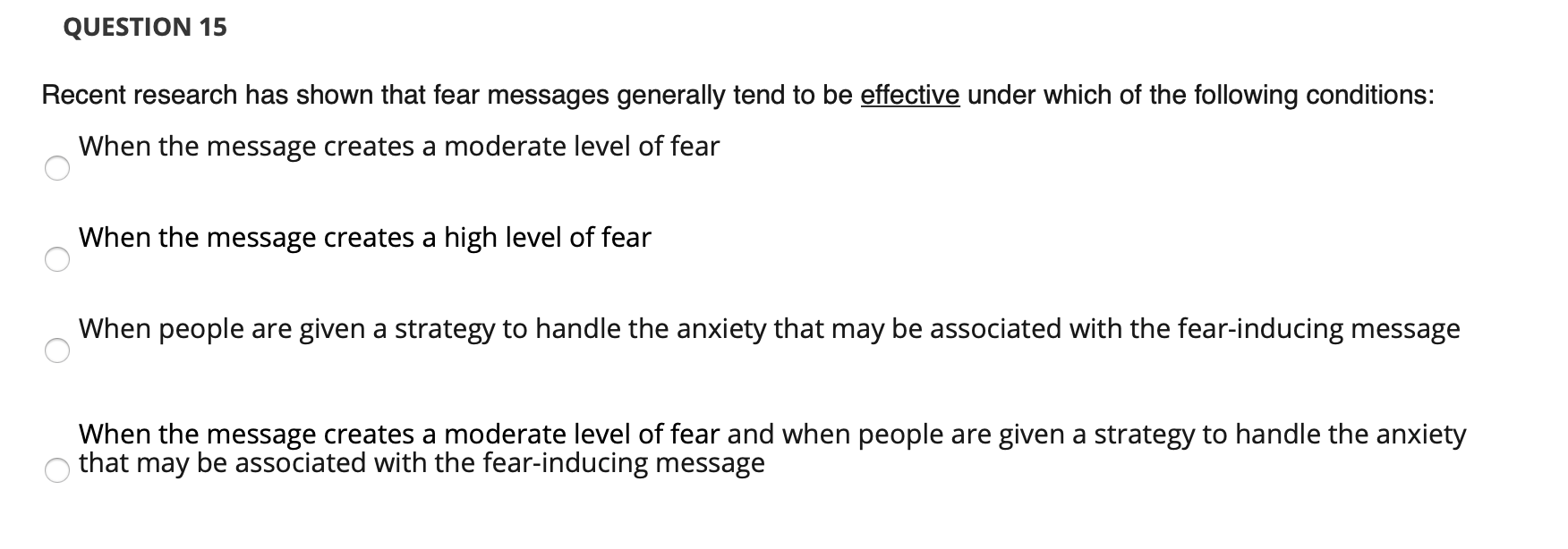 Solved QUESTION 15 Recent research has shown that fear | Chegg.com