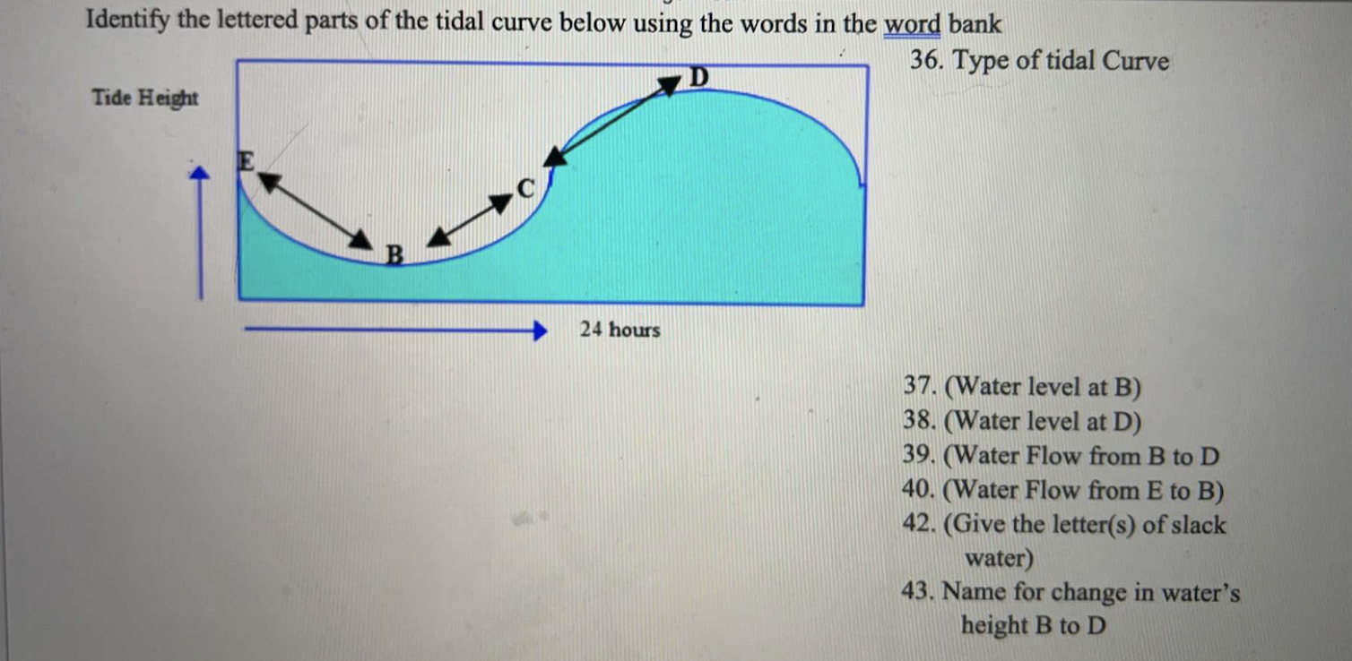Solved Identify the lettered parts of the tidal curve below | Chegg.com