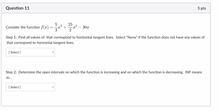 Solved Consider the function f(x)=35x3+225x2−30x Step 1: | Chegg.com