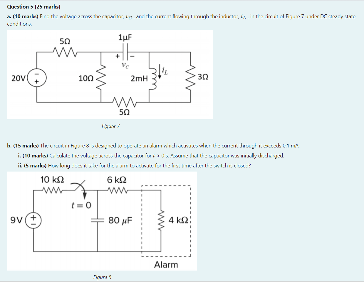 Solved Question 5 [25 marks] a. (10 marks) Find the voltage | Chegg.com