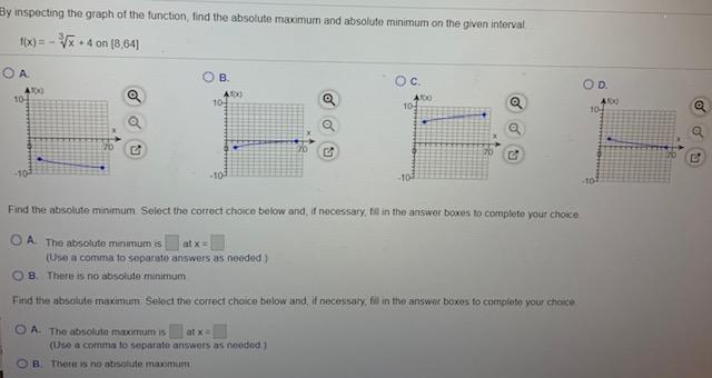 Solved By inspecting the graph of the function, find the | Chegg.com