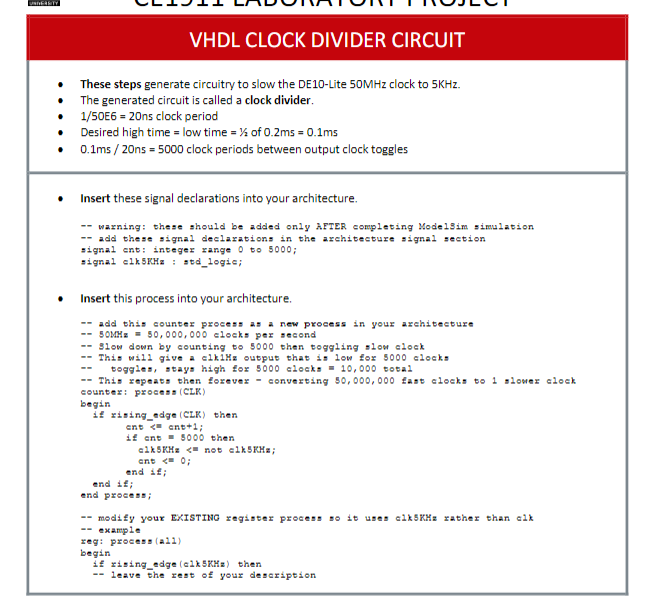 Solved I need help starting a quartus vhdl project, I'm a | Chegg.com