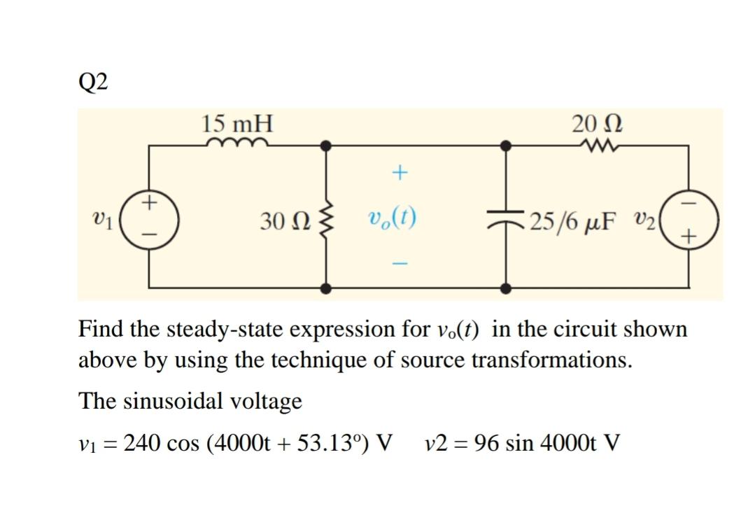 Solved Q2 15 mH 2012 V1 30 12 v.0 25/6 uF 02 Find the | Chegg.com