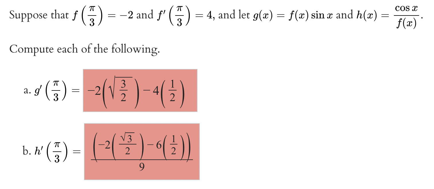 Solved Suppose That F 3π −2 And F′ 3π 4 And Let