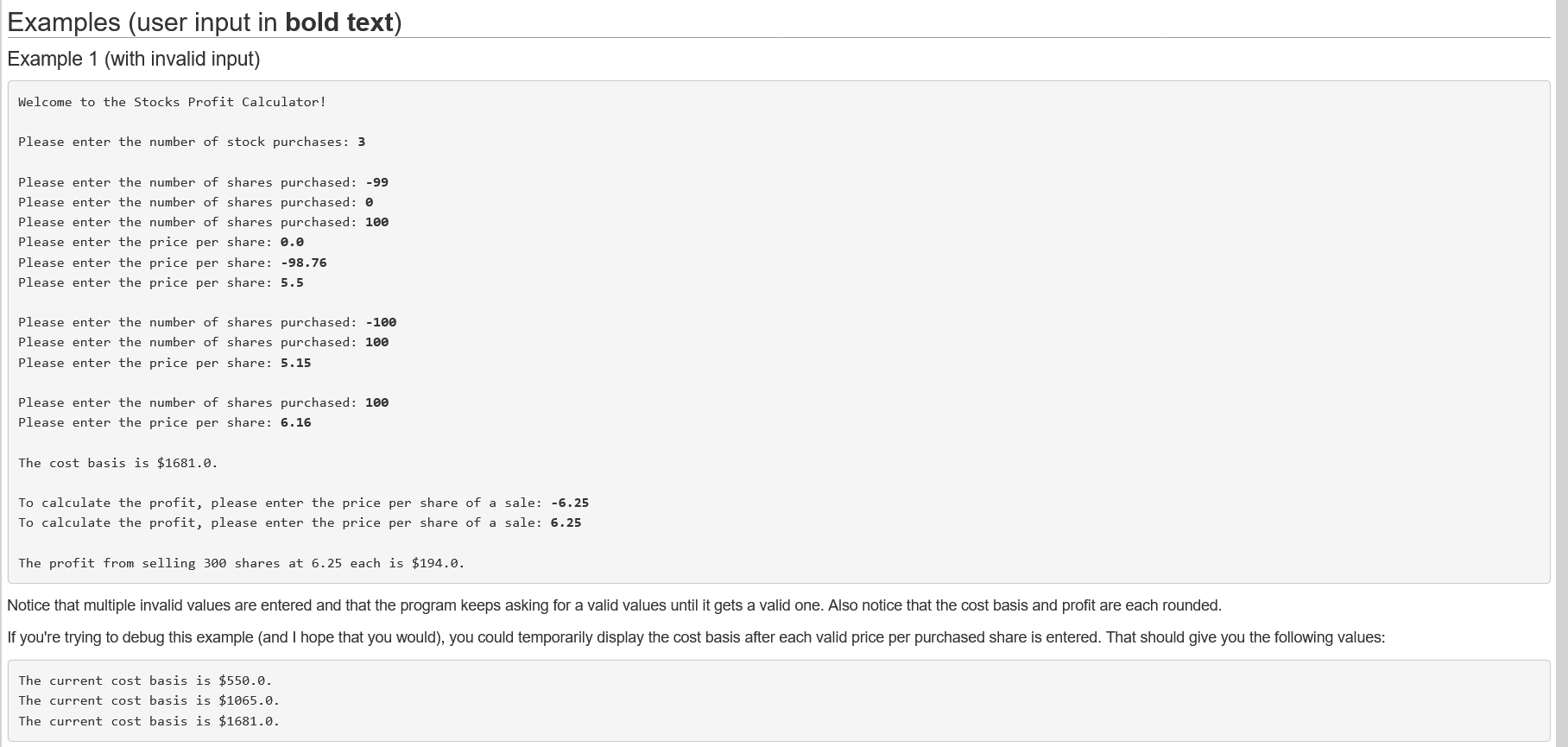 Solved Project 3: Stock Profits Calculator Previous | Chegg.com