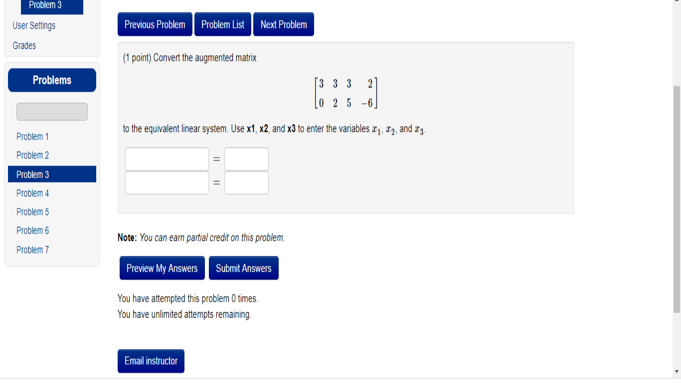 Solved Problem 3 User Settings Previous Problem Problem List | Chegg.com