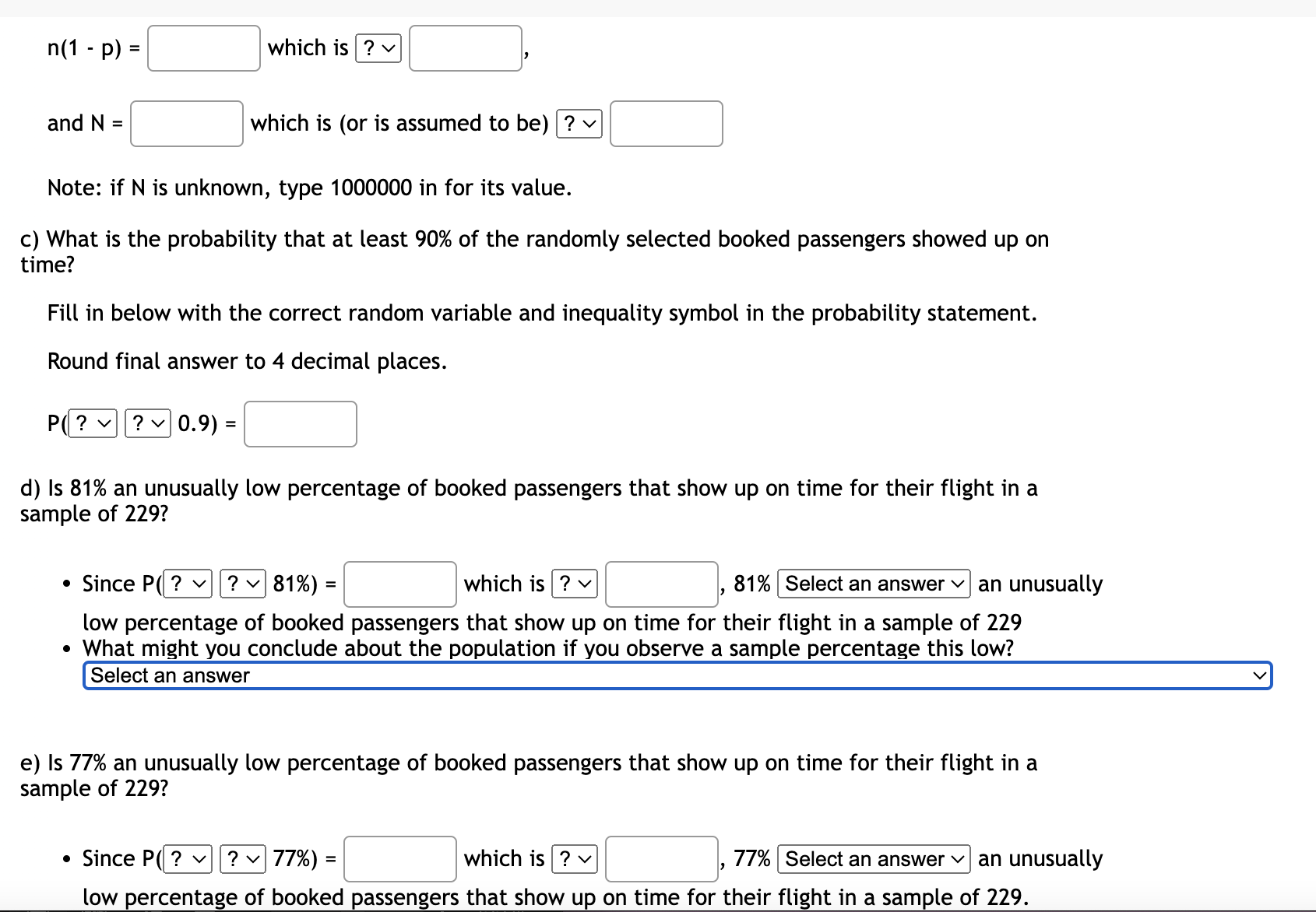 Solved n(1−p)= and N= which is which is (or is assumed to | Chegg.com