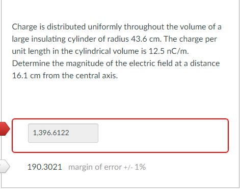Solved Charge is distributed uniformly throughout the volume | Chegg.com