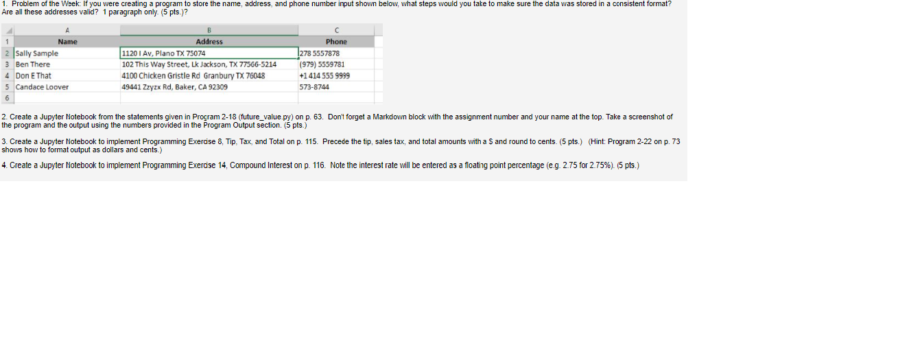 Solved 1. Problem of the Week: If you were creating a | Chegg.com