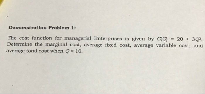 Solved Demonstration Problem 1: The cost function for | Chegg.com