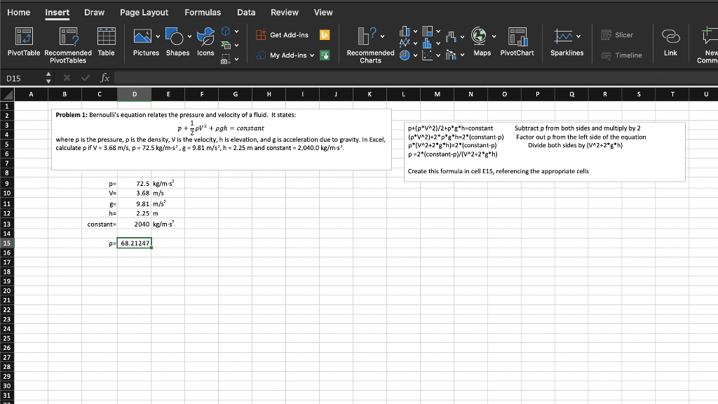 Solved Home Insert Draw Page Layout Formulas Data Review