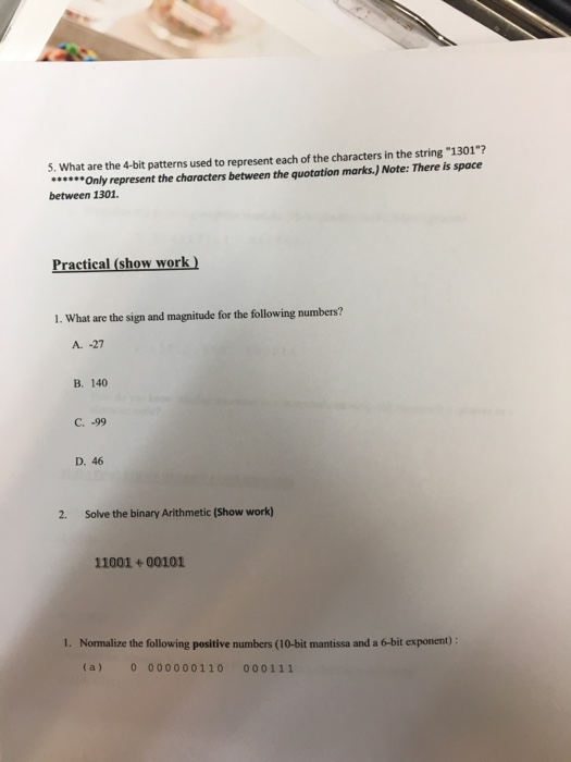 Solved 5. What are the 4-bit patterns used to represent each | Chegg.com
