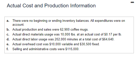 Solved 1. Compute the cost and efficiency variances for | Chegg.com
