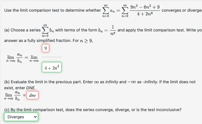 Solved Use the limit comparison test to determine whether | Chegg.com