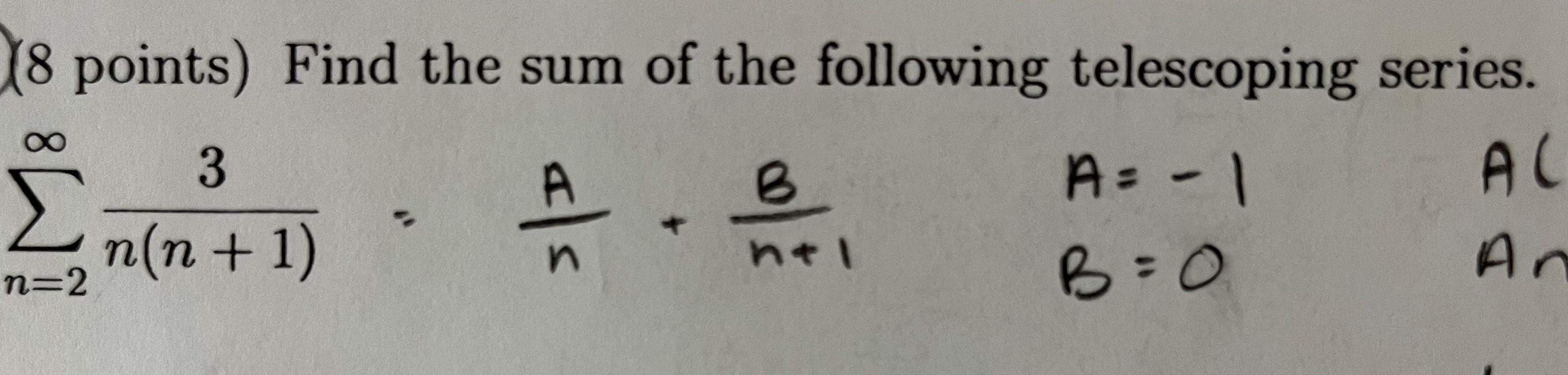 Solved 18 points) Find the sum of the following telescoping | Chegg.com