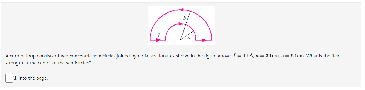 Solved A current loop consists of two concentric semicircles | Chegg.com
