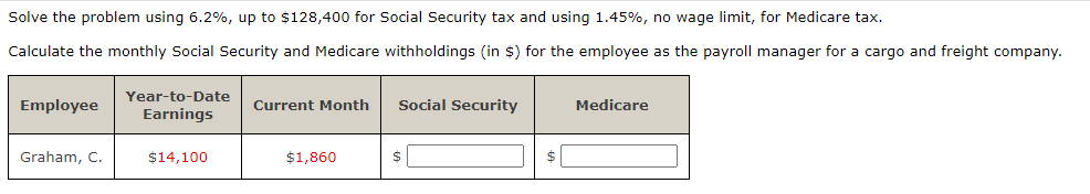 Solved Solve the problem using 6.2%, up to $128,400 for | Chegg.com