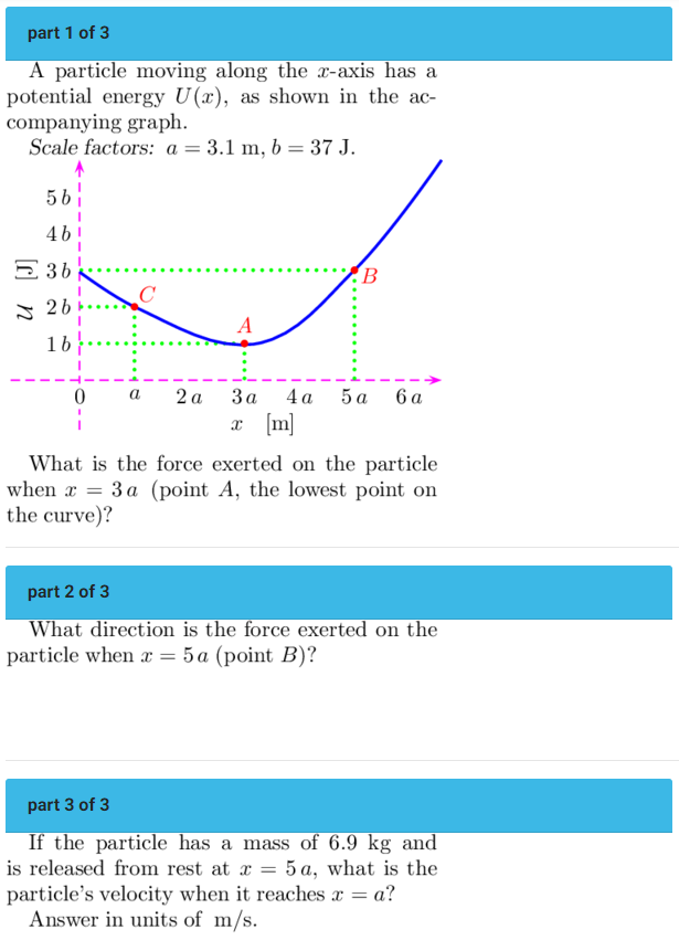 Solved A particle moving along the x-axis has a potential | Chegg.com