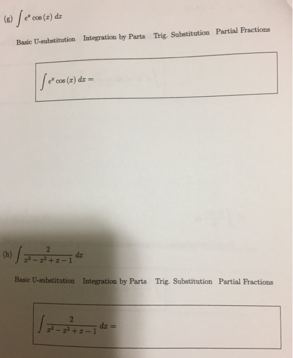 Solved (e) rIn (x) dr Basic U-substitution Integration by | Chegg.com