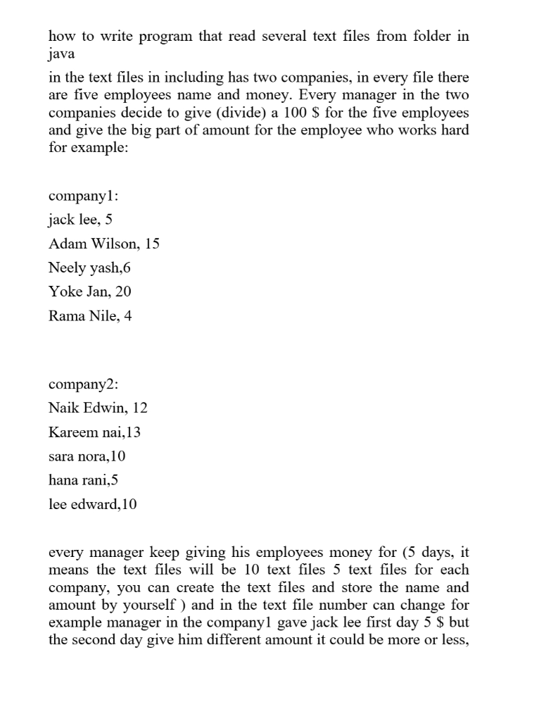 how to write program that read several text files | Chegg.com