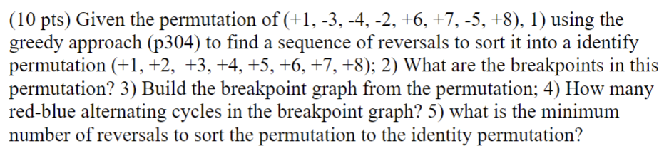 ( 10 pts) Given the permutation of | Chegg.com