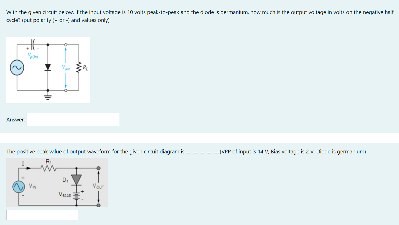 Solved With the given circuit below, if the input voltage is | Chegg.com