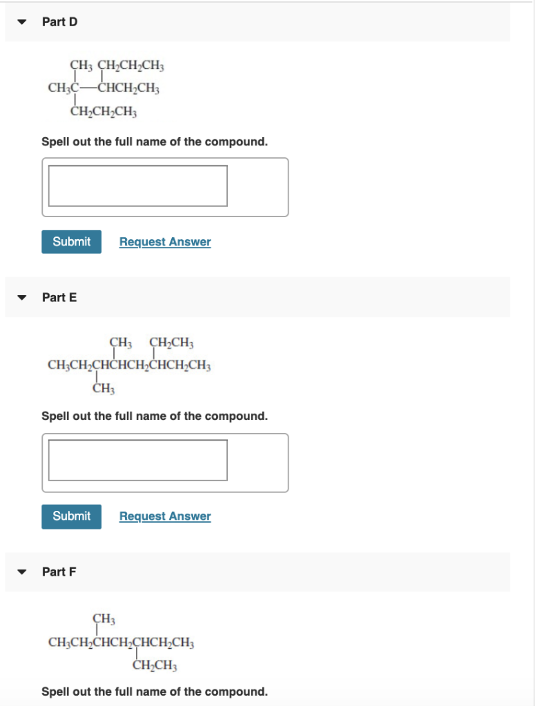 Solved Part D H, CH-CH-CH, CH3C CHCH2CH3 H2CH CH3 Spell | Chegg.com