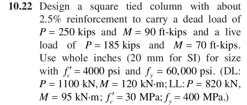 Solved 10.36 Design a circular spirally reinforced column | Chegg.com