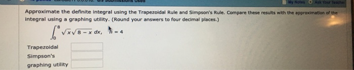 Solved My Approximate the definite integral using the | Chegg.com