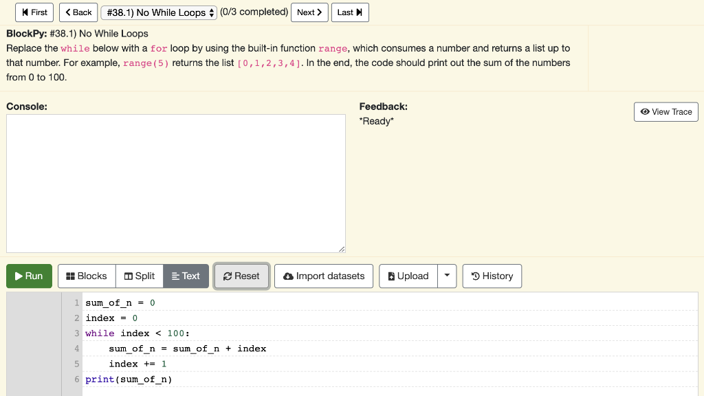 Solved First Last Blockpy 381 No While Loops Replace