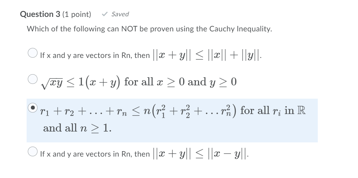 Solved Question 3 (1 point) Saved Which of the following | Chegg.com Solved Question 3 (1 point) Saved Which of the following | Chegg.com