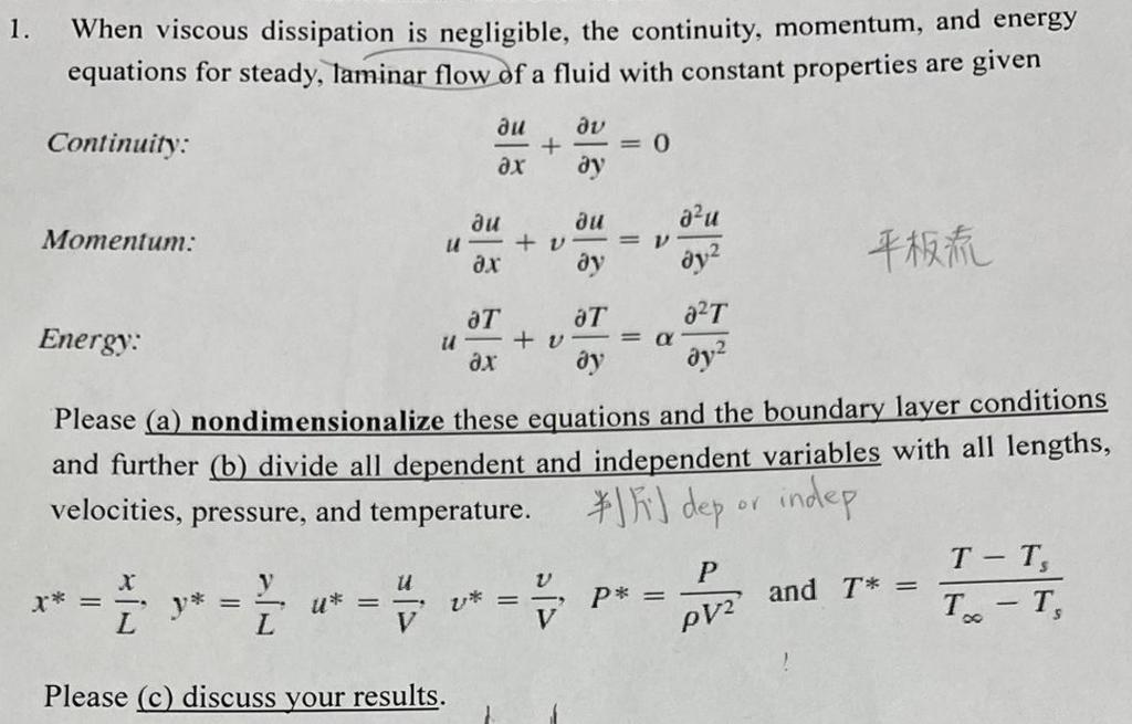 1. When viscous dissipation is negligible, the | Chegg.com