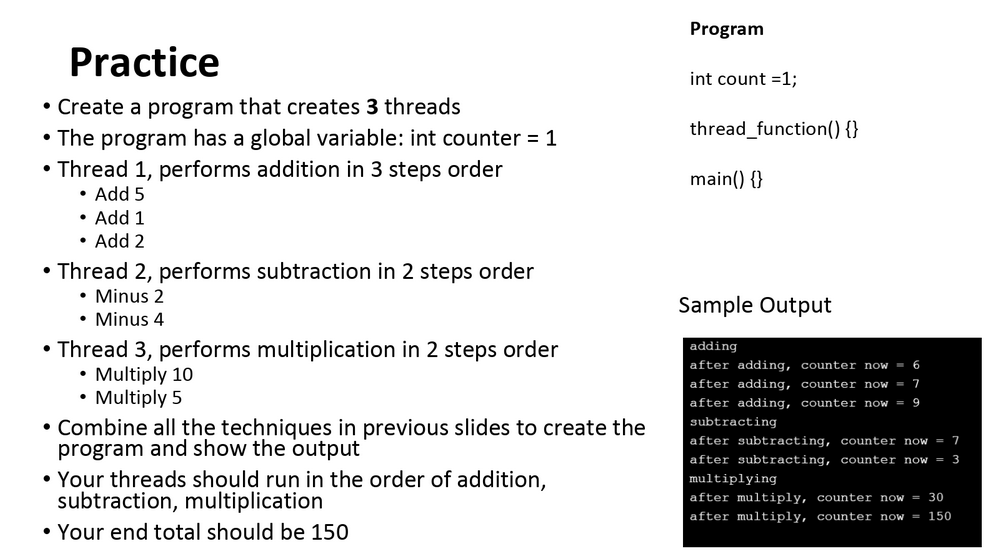 Solved Program int count = 1; thread_function() {} main() {} | Chegg.com
