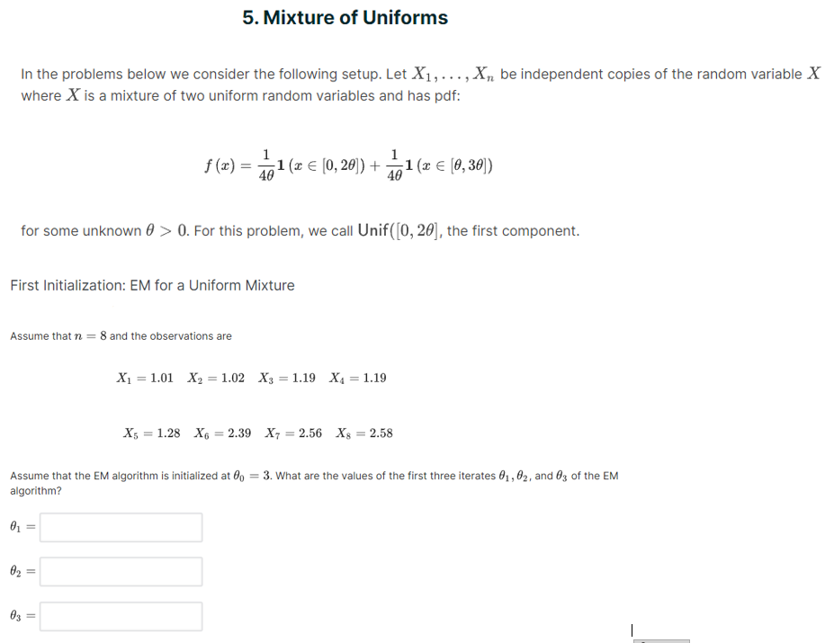 Solved 5. Mixture of Uniforms In the problems below we | Chegg.com