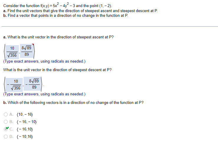 Solved Consider the function f(x,y)=5x2−4y2−3 and the point | Chegg.com