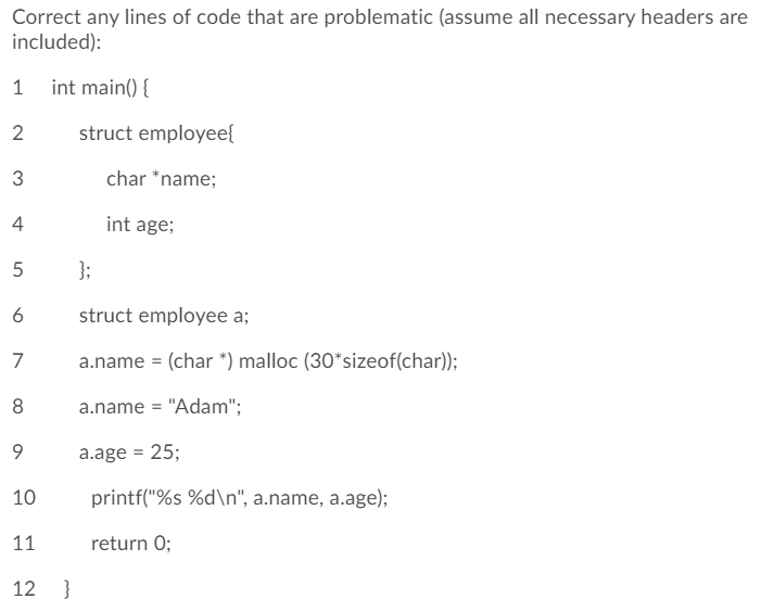 Solved Correct any lines of code that are problematic | Chegg.com