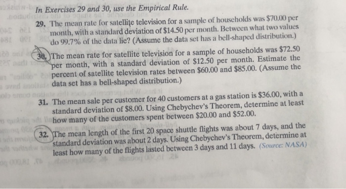 Solved In Exercises 29 and 30, use the Empirical Rule. 29. | Chegg.com