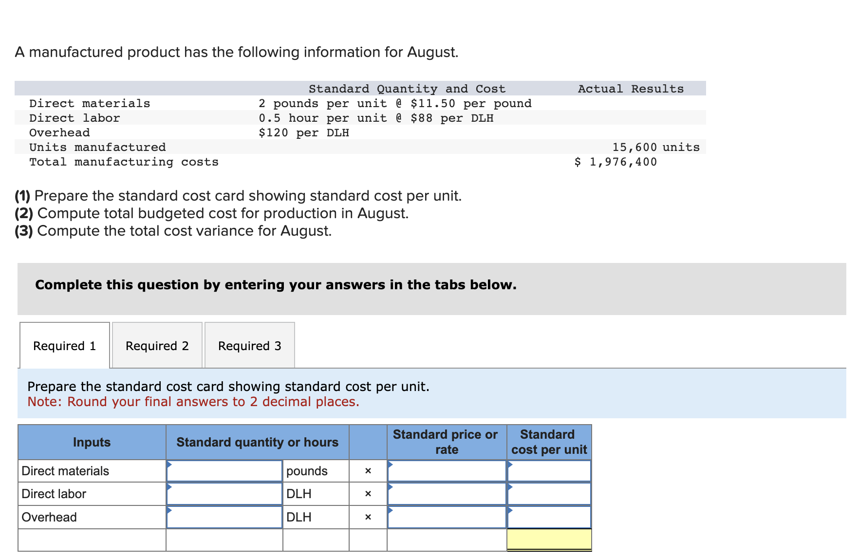 Solved A manufactured product has the following information | Chegg.com