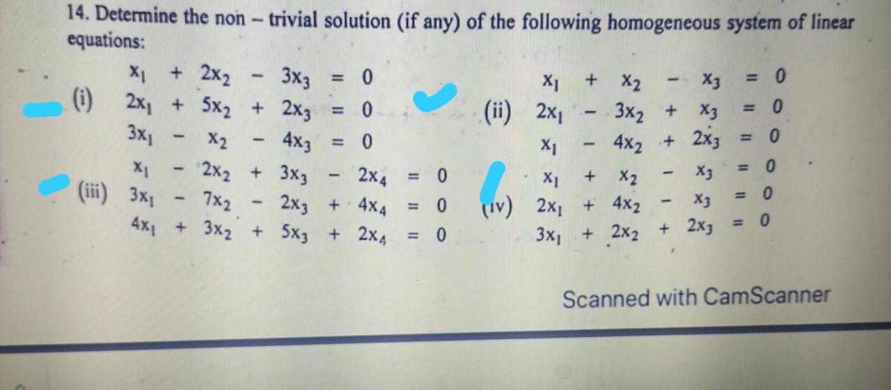 Solved 3X3 - = 14. Determine the non- trivial solution (if | Chegg.com