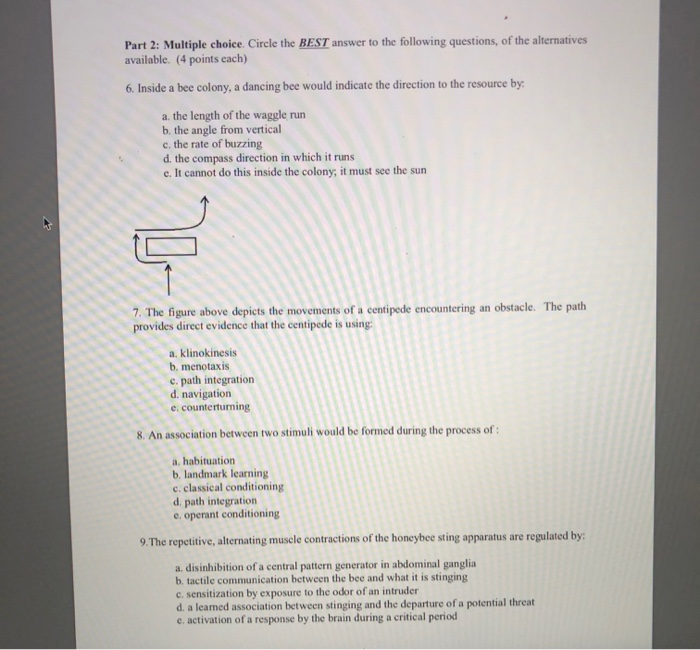Solved Part 2: Multiple choice. Circle the BEST answer to | Chegg.com