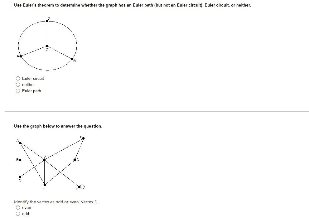 Solved Use Euler S Theorem To Determine Whether The Graph