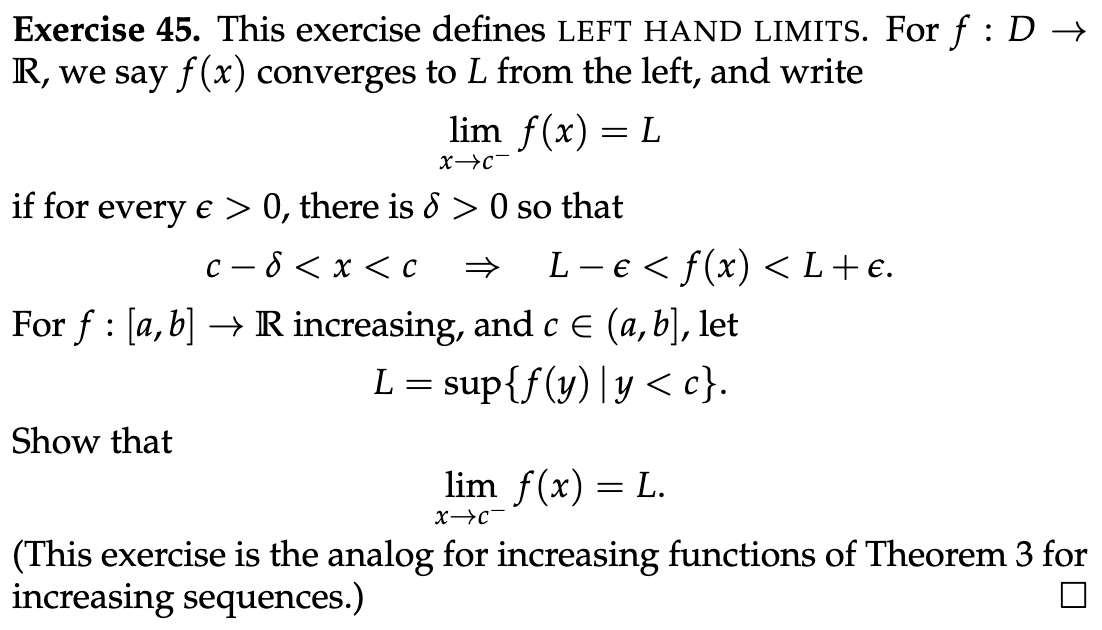 Solved Exercise 45. This exercise defines LEFT HAND LIMITS. | Chegg.com