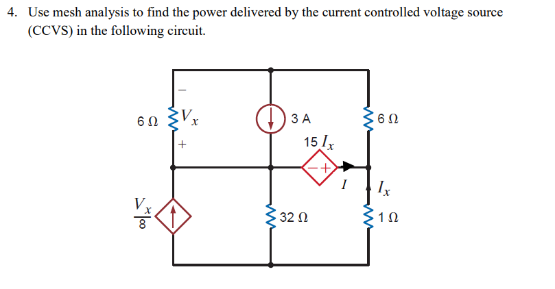 Solved Use mesh analysis to find the power delivered by the | Chegg.com